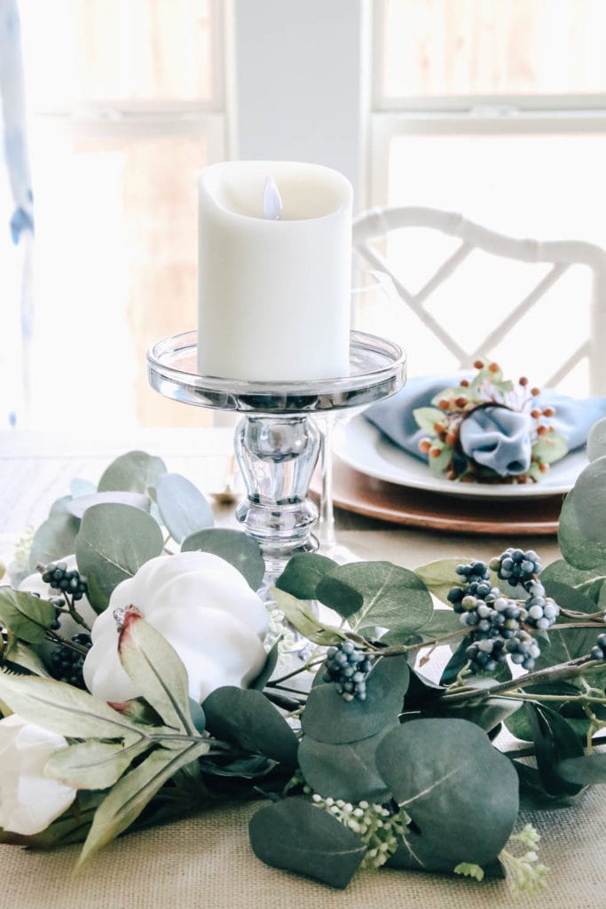 Shades of Blue Harvest Fall Table Idea | A Blissful Nest