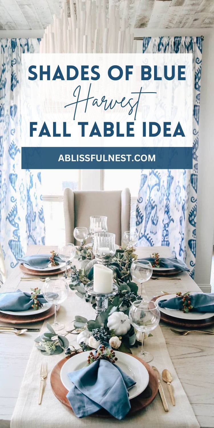 Shades of Blue Harvest Fall Table Idea | A Blissful Nest