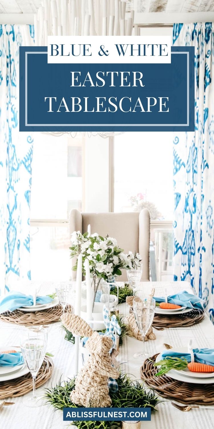 Beautiful Blue and White Easter Tablescape - A Blissful Nest