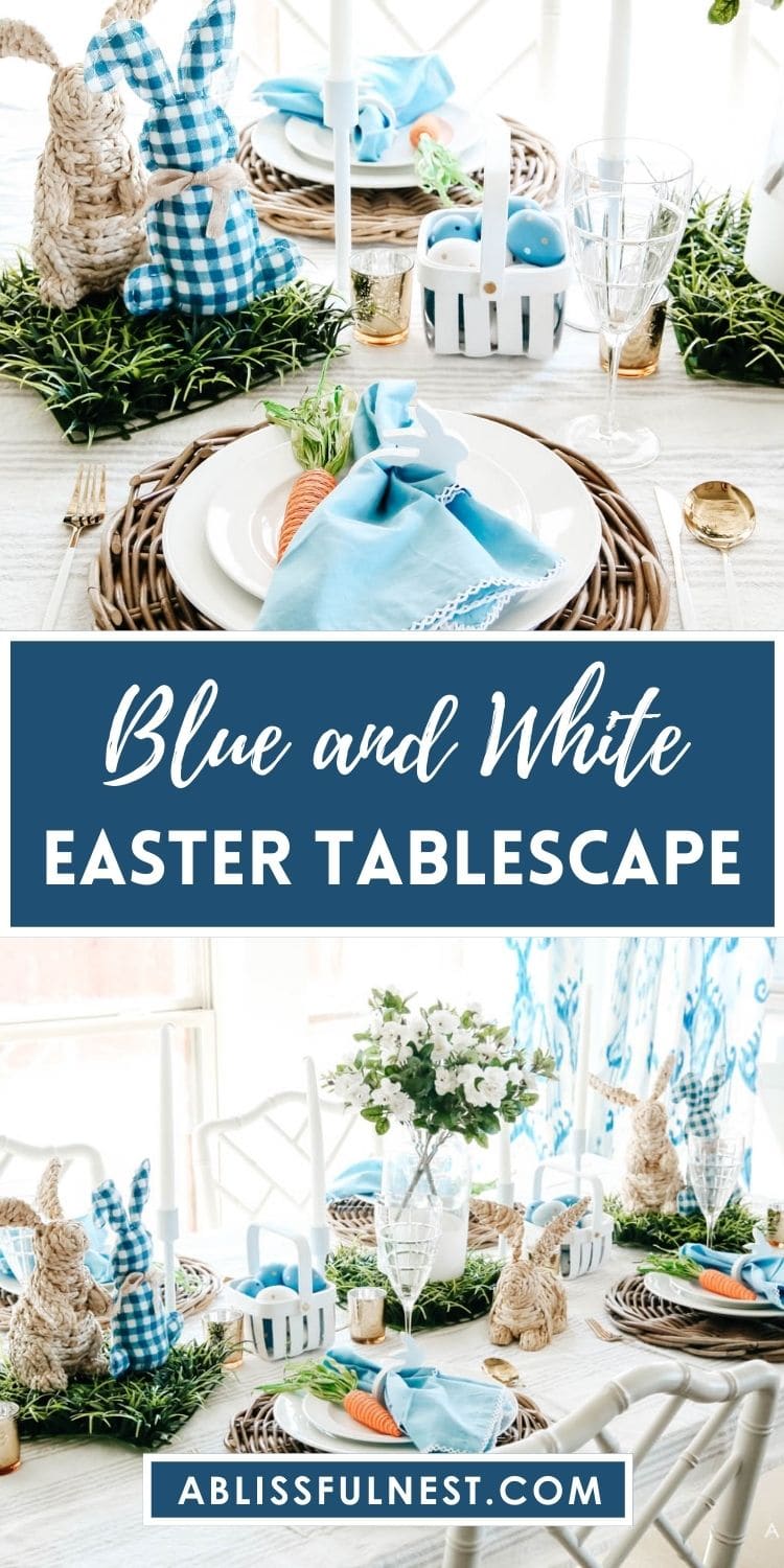 Beautiful Blue and White Easter Tablescape - A Blissful Nest