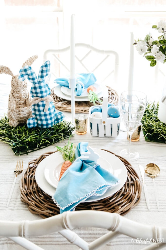 Beautiful Blue and White Easter Tablescape - A Blissful Nest