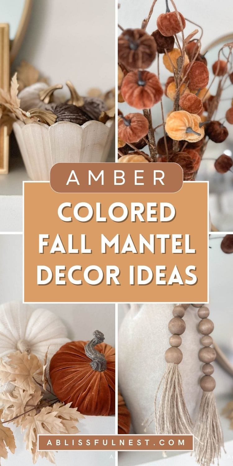 Amber Colored Fall Mantel Decor Ideas - A Blissful Nest