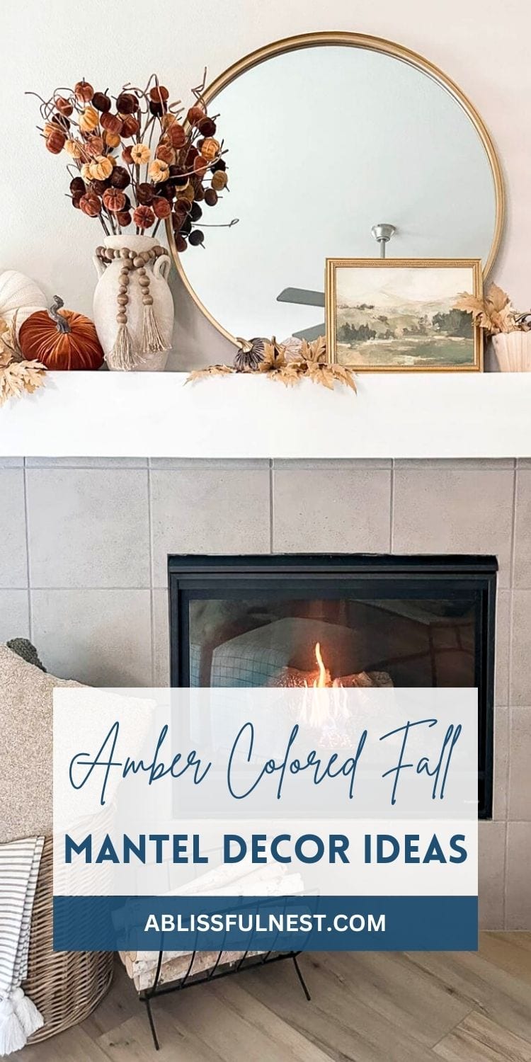 Amber Colored Fall Mantel Decor Ideas - A Blissful Nest