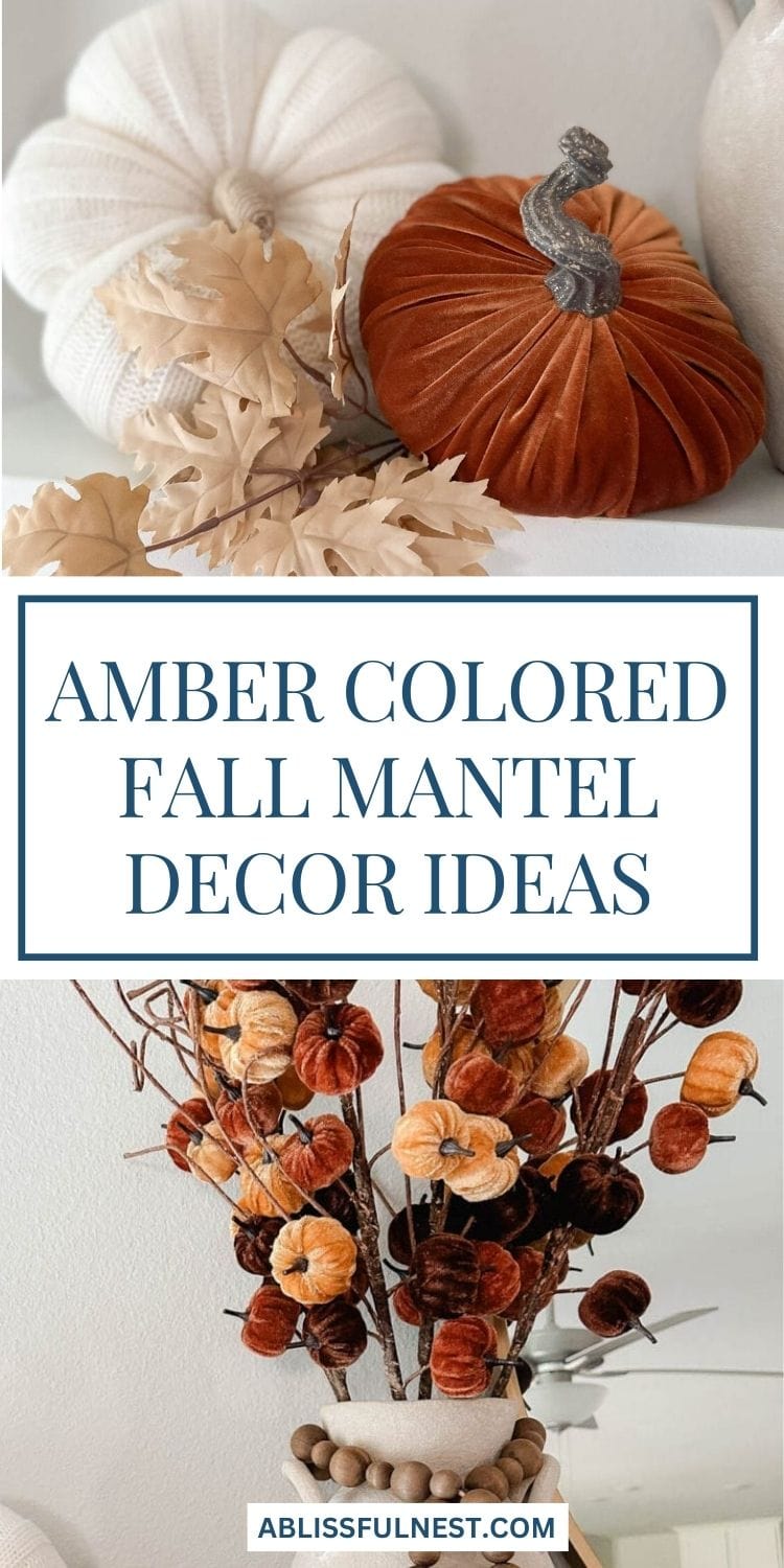 Amber Colored Fall Mantel Decor Ideas - A Blissful Nest