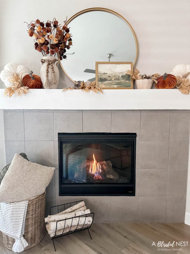 Amber Colored Fall Mantel Decor Ideas - A Blissful Nest
