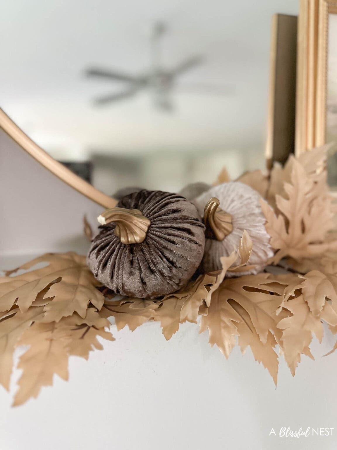 Amber Colored Fall Mantel Decor Ideas - A Blissful Nest