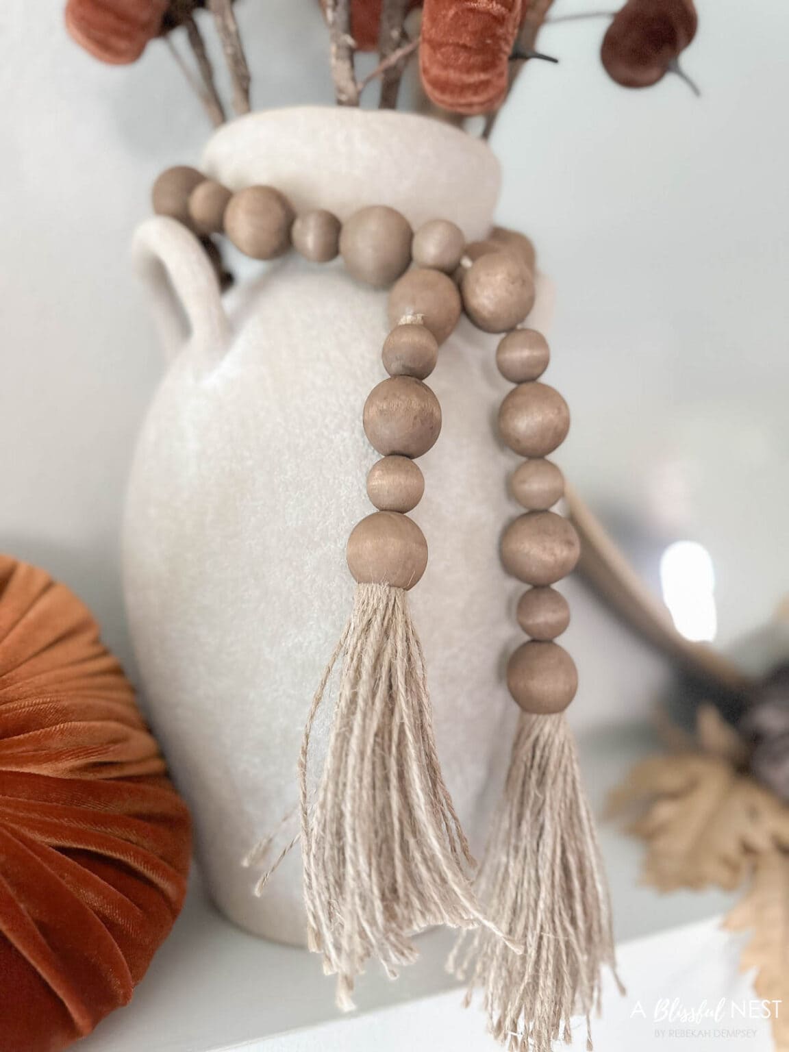 Amber Colored Fall Mantel Decor Ideas - A Blissful Nest