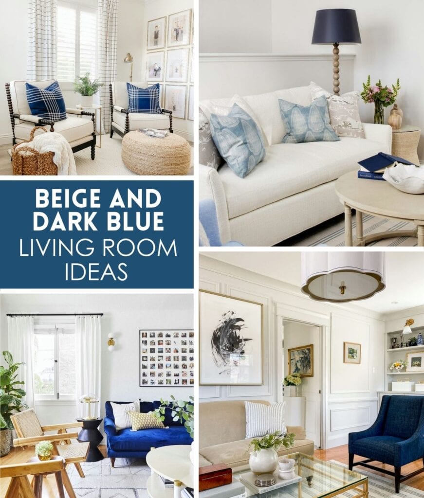 Beige and Dark Blue Living Room Ideas | A Blissful Nest
