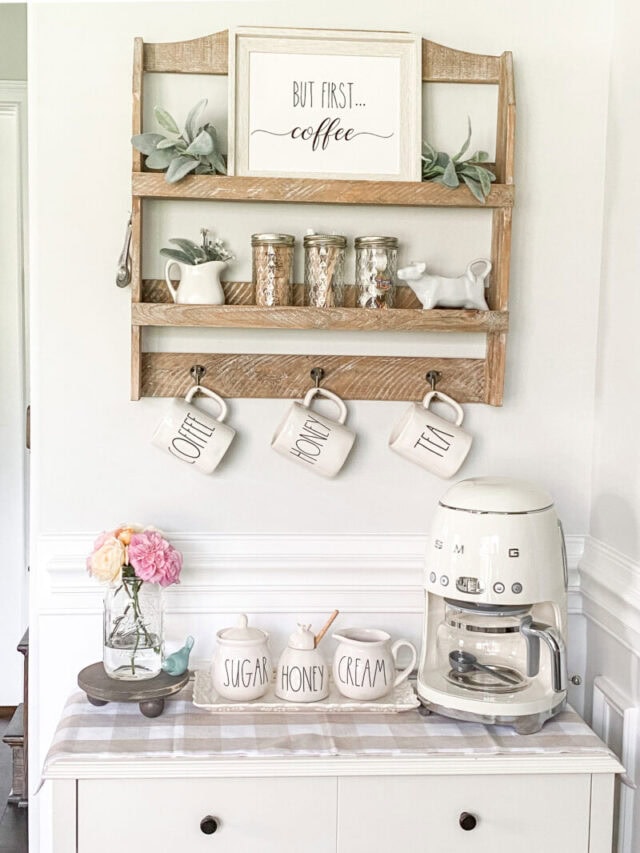 Rustic Farmhouse Coffee Bar Ideas | A Blissful Nest