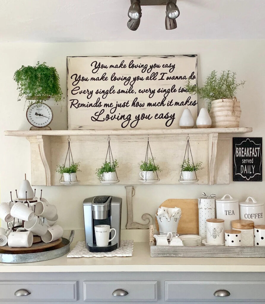 Rustic Farmhouse Coffee Bar Ideas | A Blissful Nest
