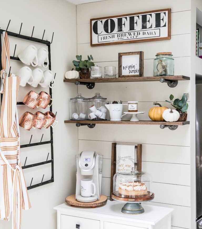 Rustic Farmhouse Coffee Bar Ideas | A Blissful Nest