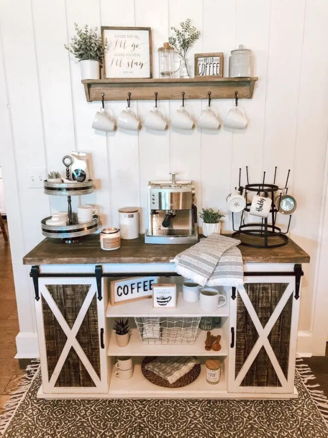 Rustic Farmhouse Coffee Bar Ideas | A Blissful Nest