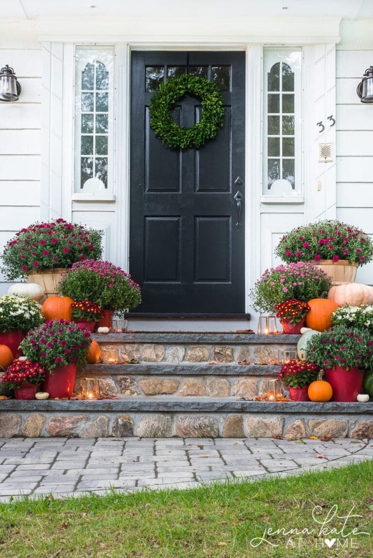 Small Front Porch Decorating Ideas For Fall | A Blissful Nest