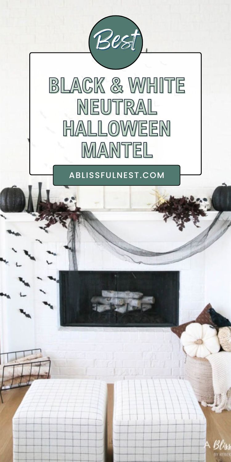 Black and White Neutral Halloween Mantel | A Blissful Nest